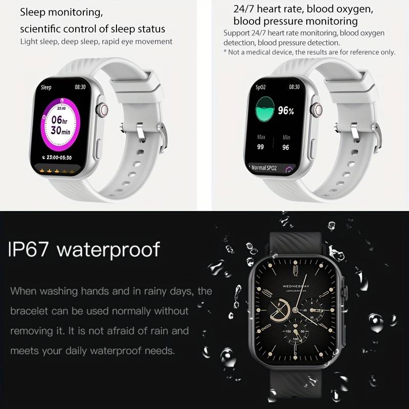 Montre connectée, ZL80 Smartwatch, grand écran 2.01", IP67, étanche ...