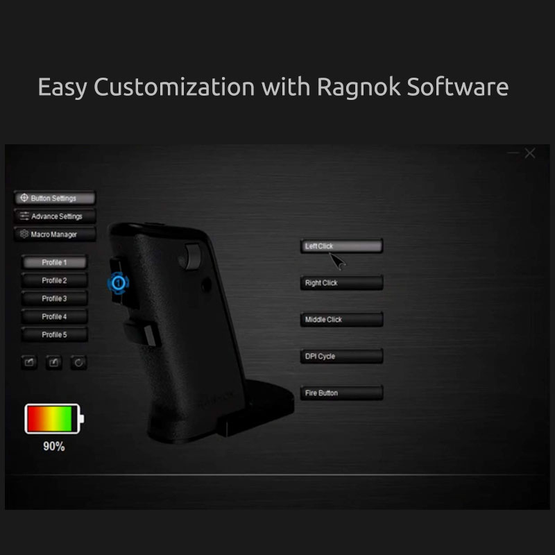 Souris verticale pour jeux de tir sans fil, RAGNOK 2, 2.4G, pour FPS, ergonomique - Soldit.ch